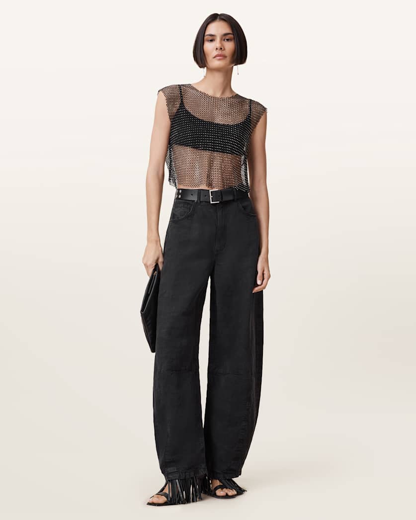 Calytrix Sparkle Fish Net Top Black | ALLSAINTS US